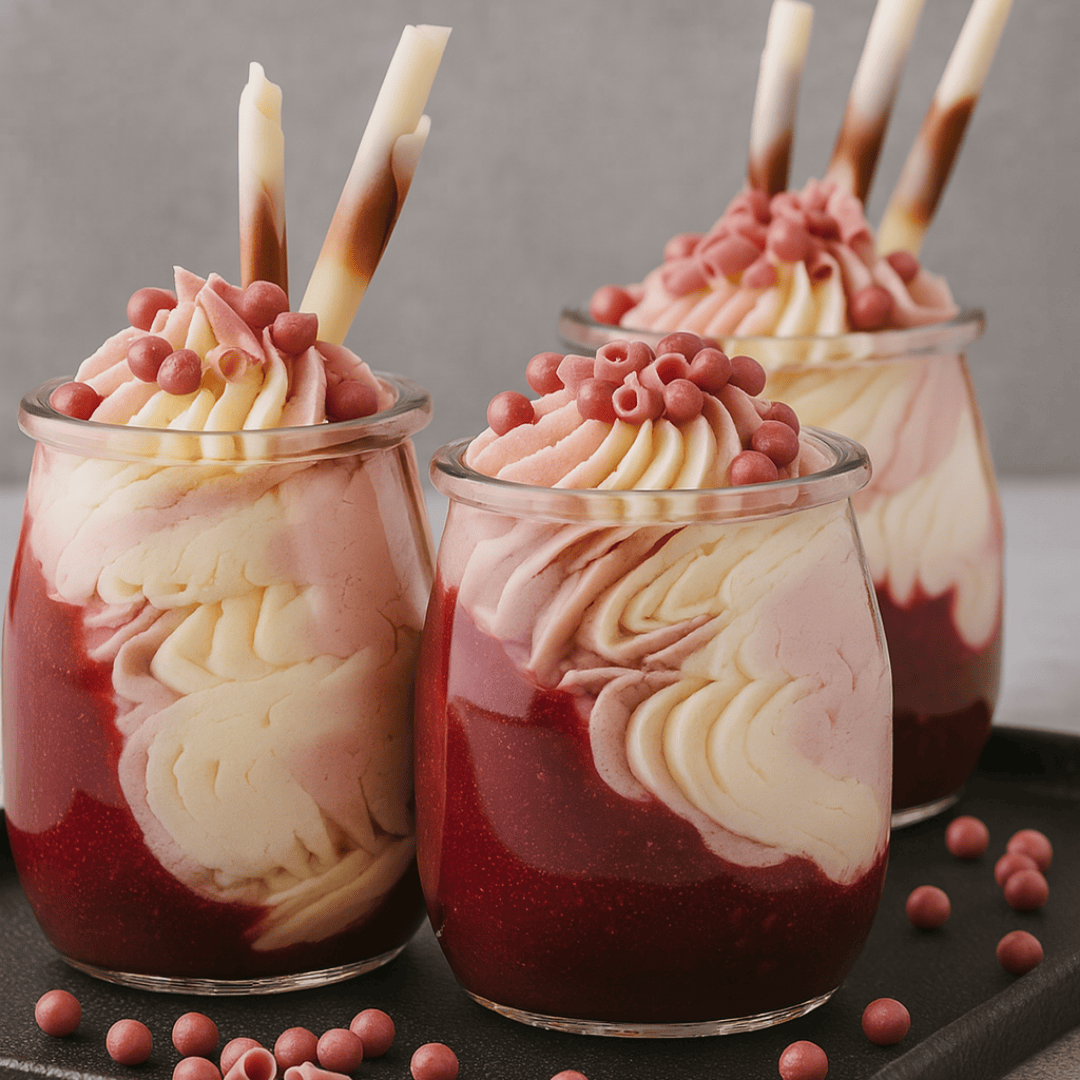 Verrine - Ruby mousse s malinami - Pastry.cz